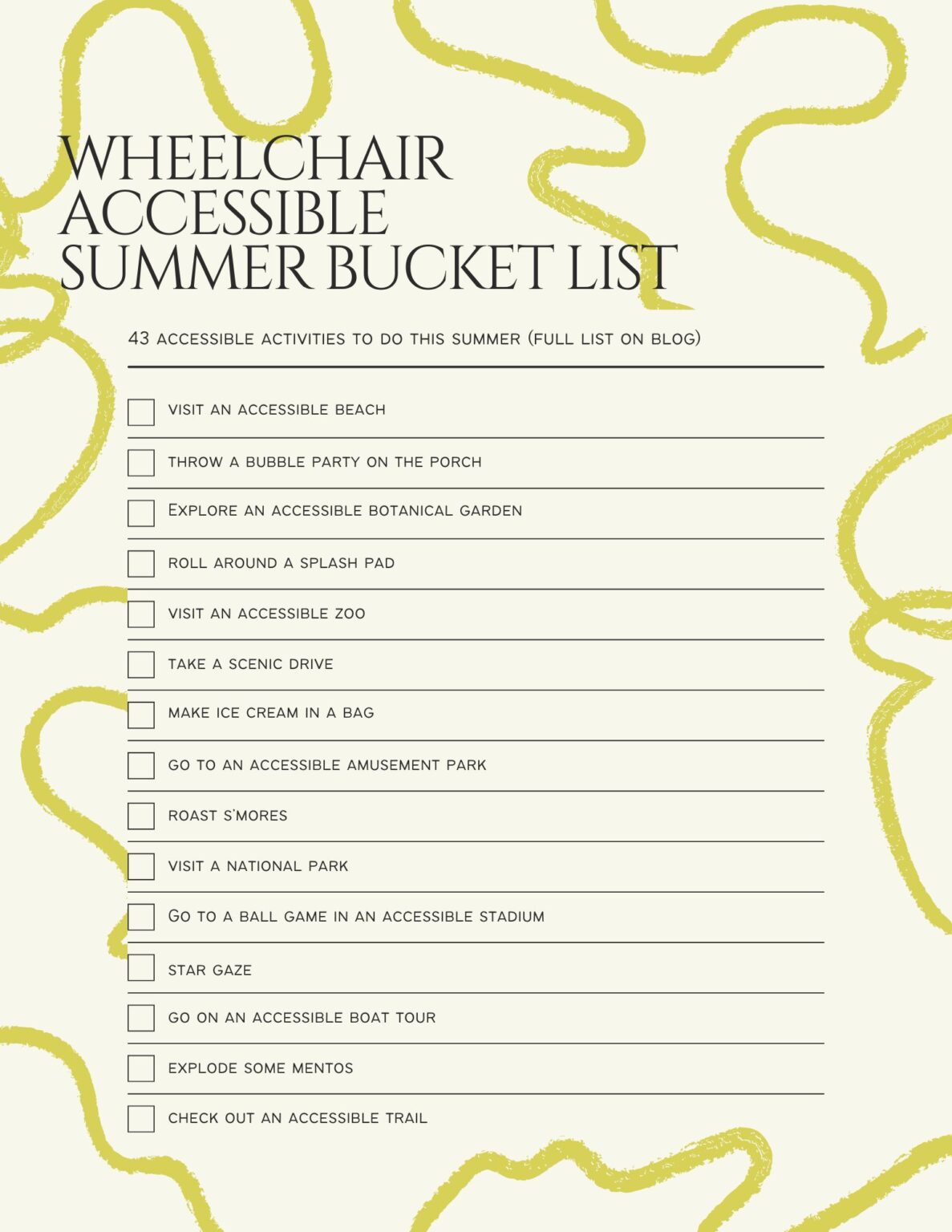 Wheelchair Accessible Summer Bucket List - Wonders Within Reach